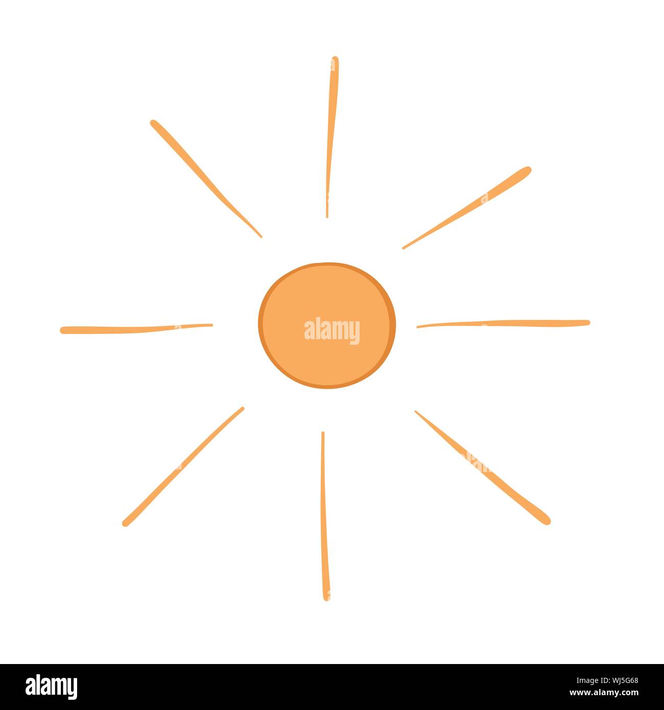Vector illustration sun, sunshine. Hand drawn. Colored outlines Stock ...