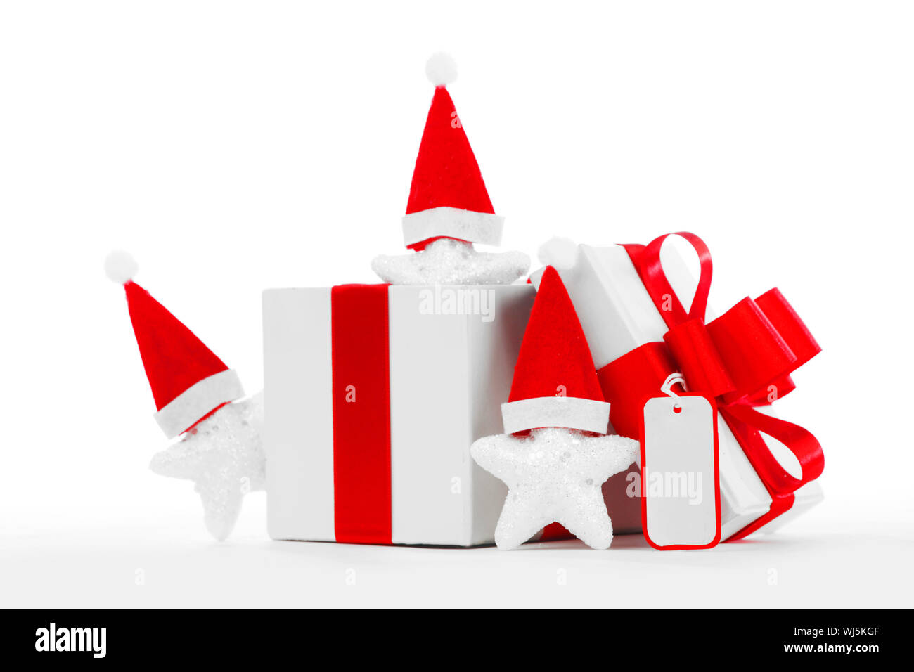 Santa Stars and gifts isolated on white background Stock Photo - Alamy