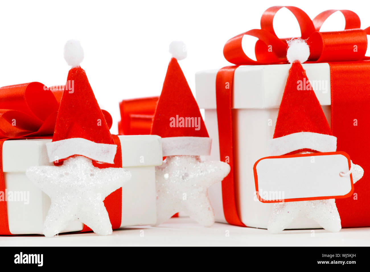 Santa Stars and gifts isolated on white background Stock Photo - Alamy