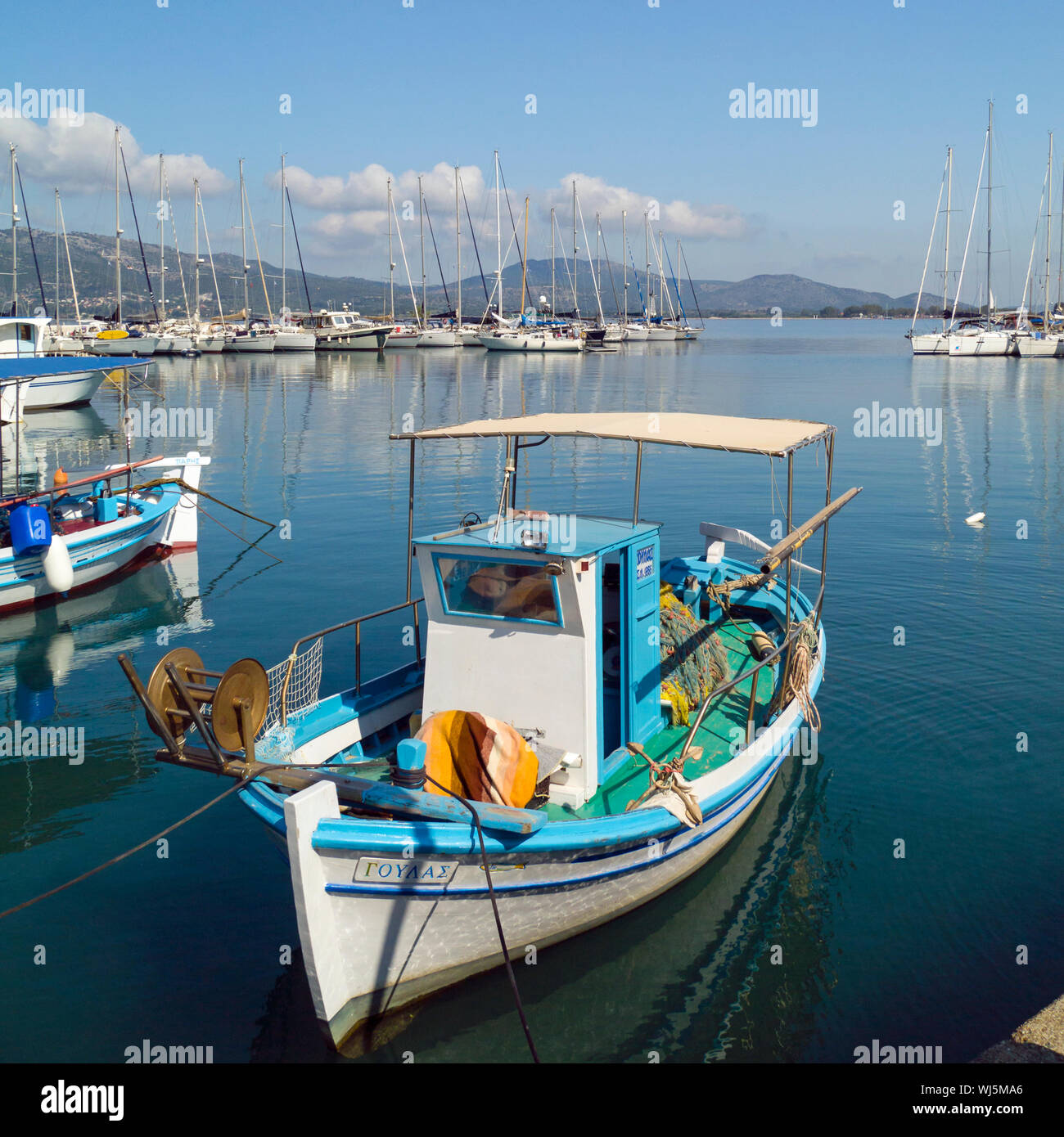 traditional small Greek fishing boat,Palairos Greece,Europe Stock Photo ...