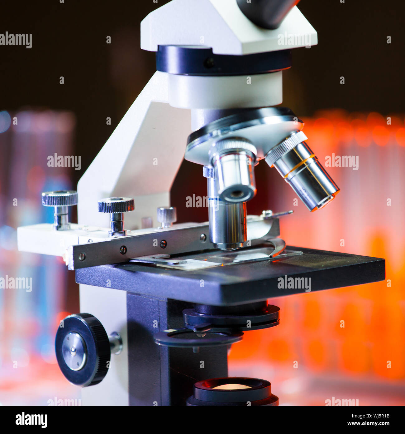 Close up of microscope lenses Stock Photo - Alamy