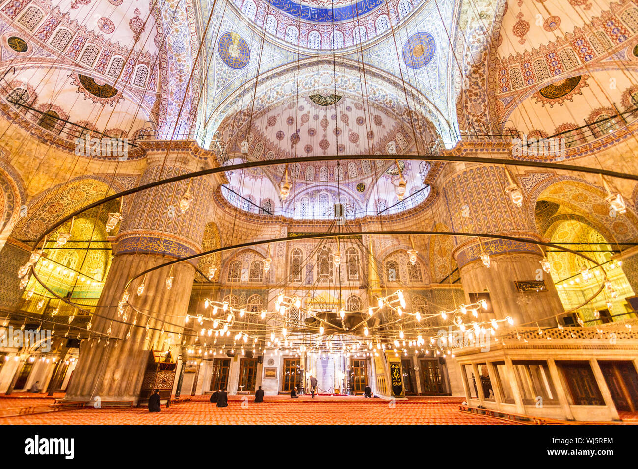 Interior of the Sultanahmet Mosque (Blue Mosque) in Istanbul, Turkey ...