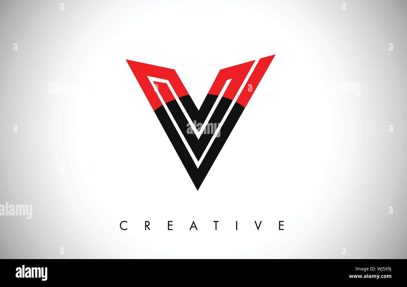 V Black and Red Letter Logo. Creative V Letter Logo Icon Design with ...