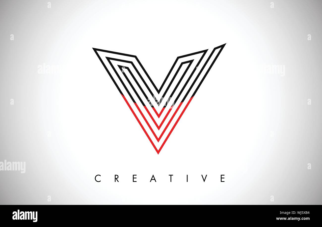 V Black and Red Letter Logo. Creative V Letter Logo Icon Design with ...