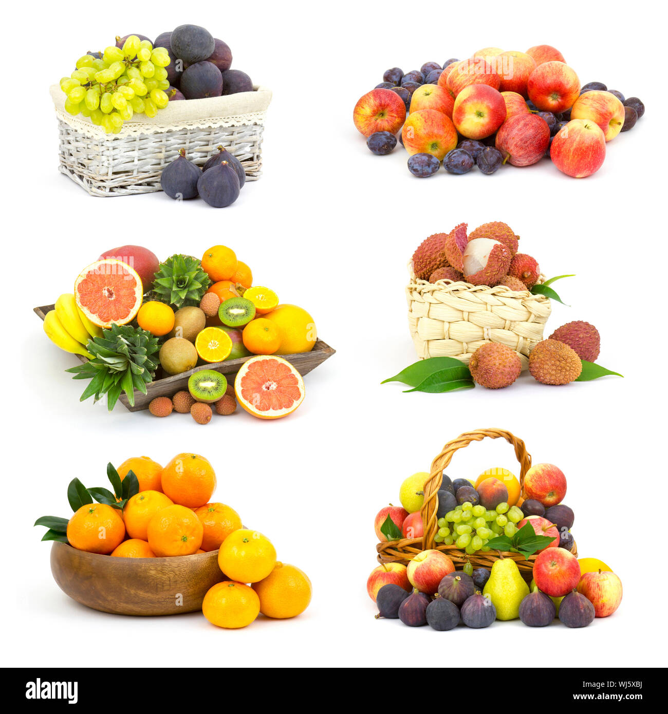 fresh fruits on white background - collage Stock Photo - Alamy