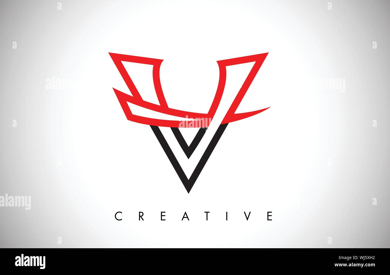 V Black and Red Letter Logo. Creative V Letter Logo Icon Design with ...