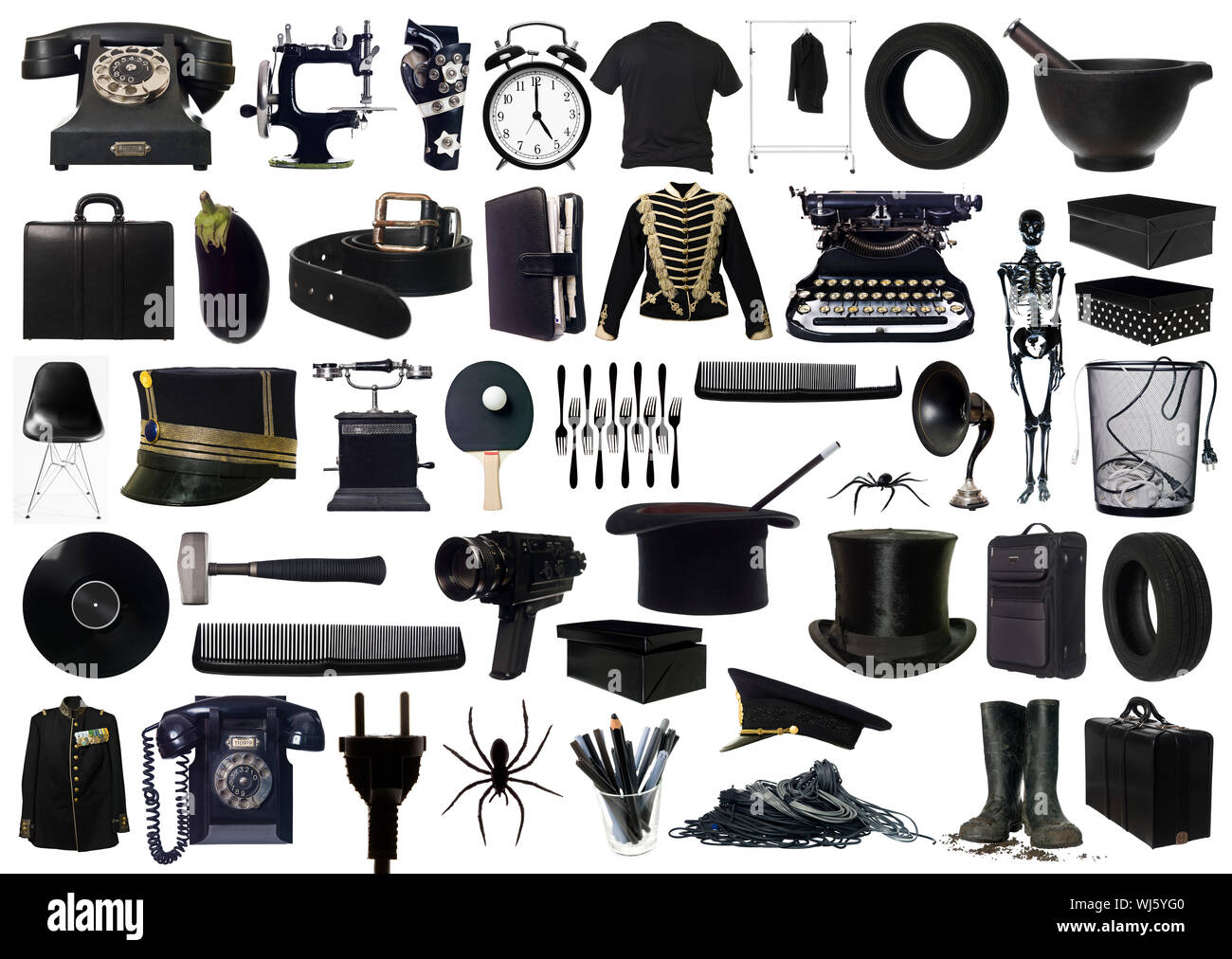 Collage black objects on hi-res stock photography and images - Alamy