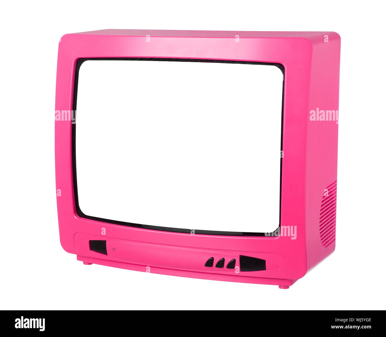 Pink TV isolated on white background Stock Photo - Alamy
