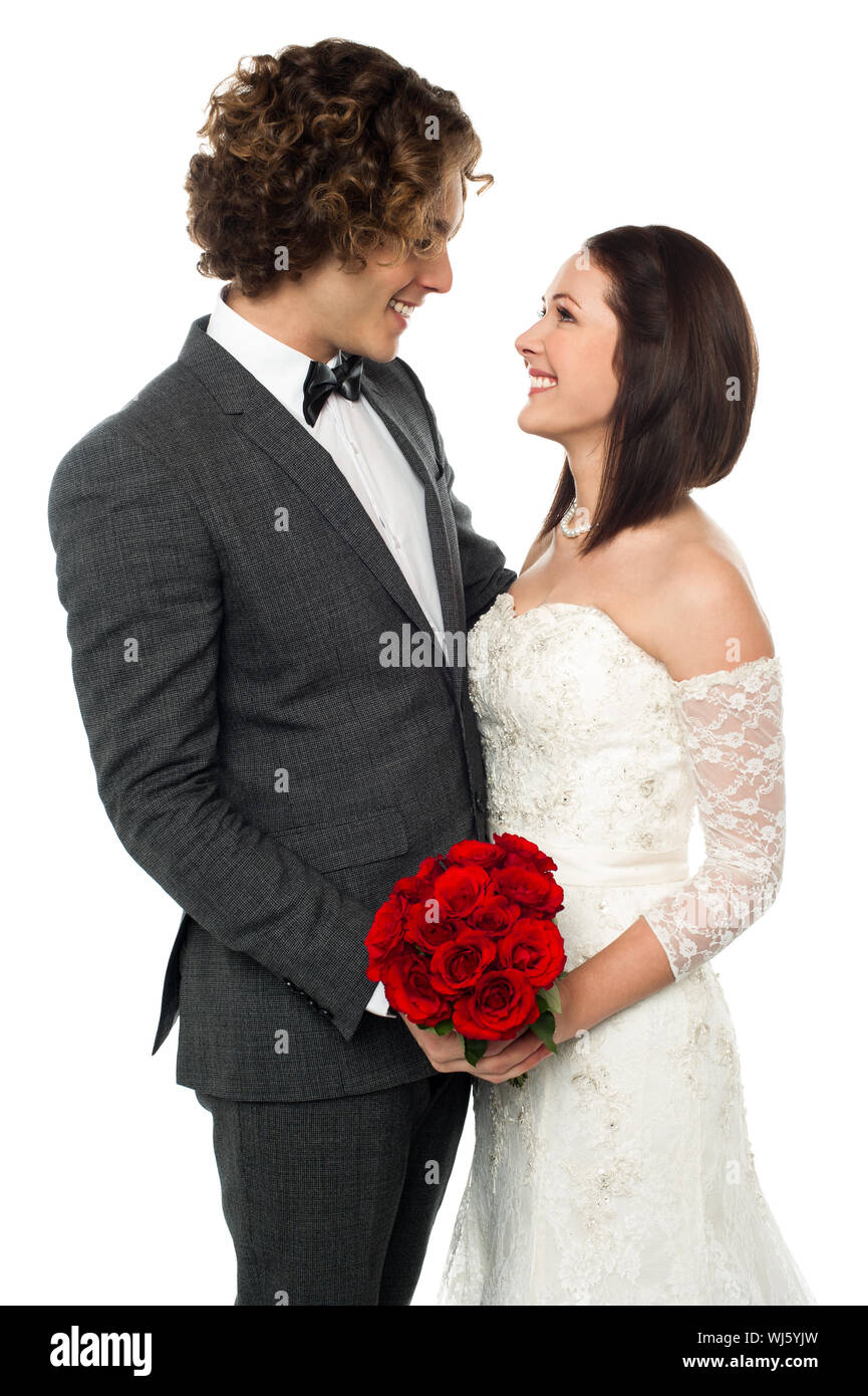 Romantic newly wed couple completely lost in each other Stock Photo - Alamy