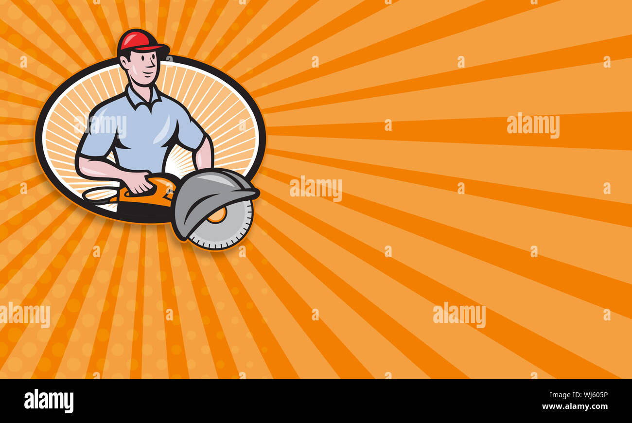 Business card template showing illustration of a construction worker ...