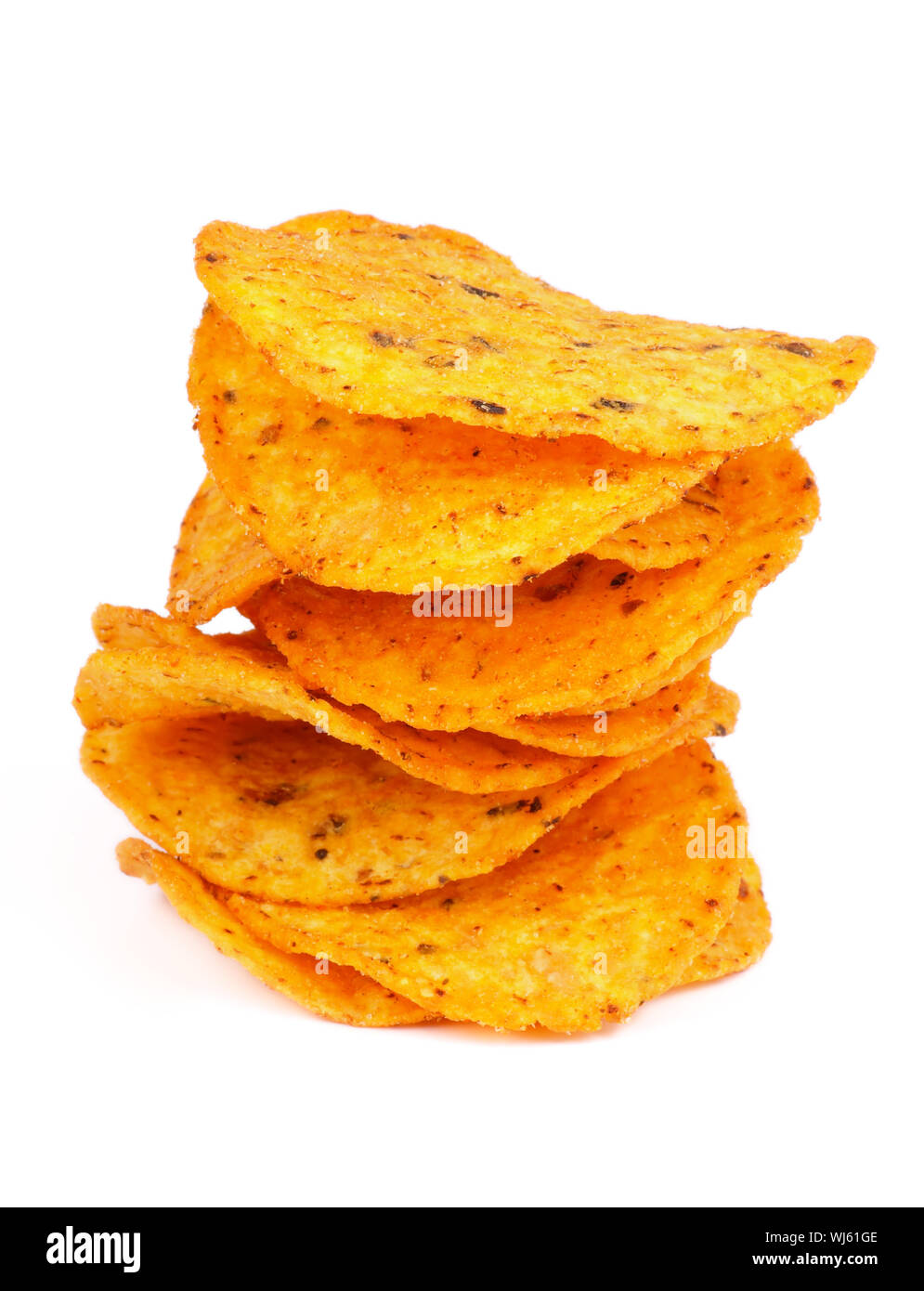 Stack of Homemade Potato Chips isolated on white background Stock Photo ...
