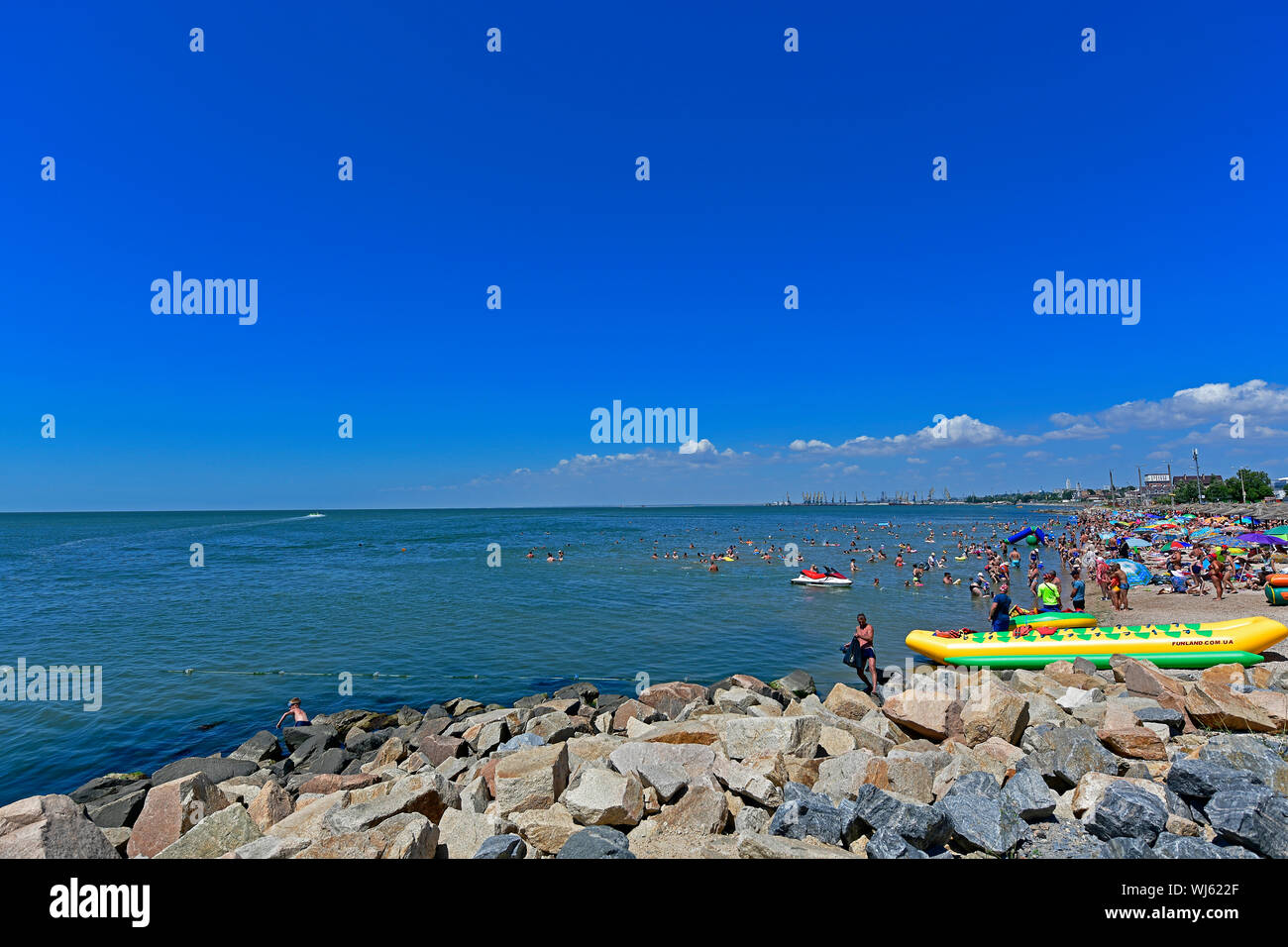 Calm in the sea bay. Berdyansk Spit is located in the north of the Azov ...