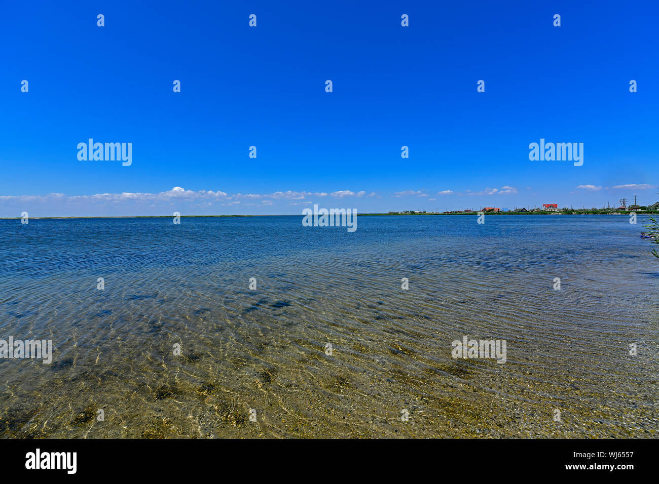 Calm in the sea bay. Berdyansk Spit is located in the north of the Azov ...