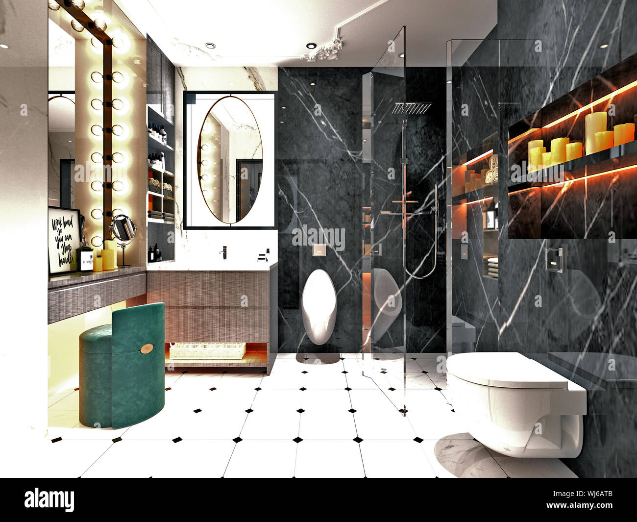 3d render. Modern bathroom interior Stock Photo - Alamy