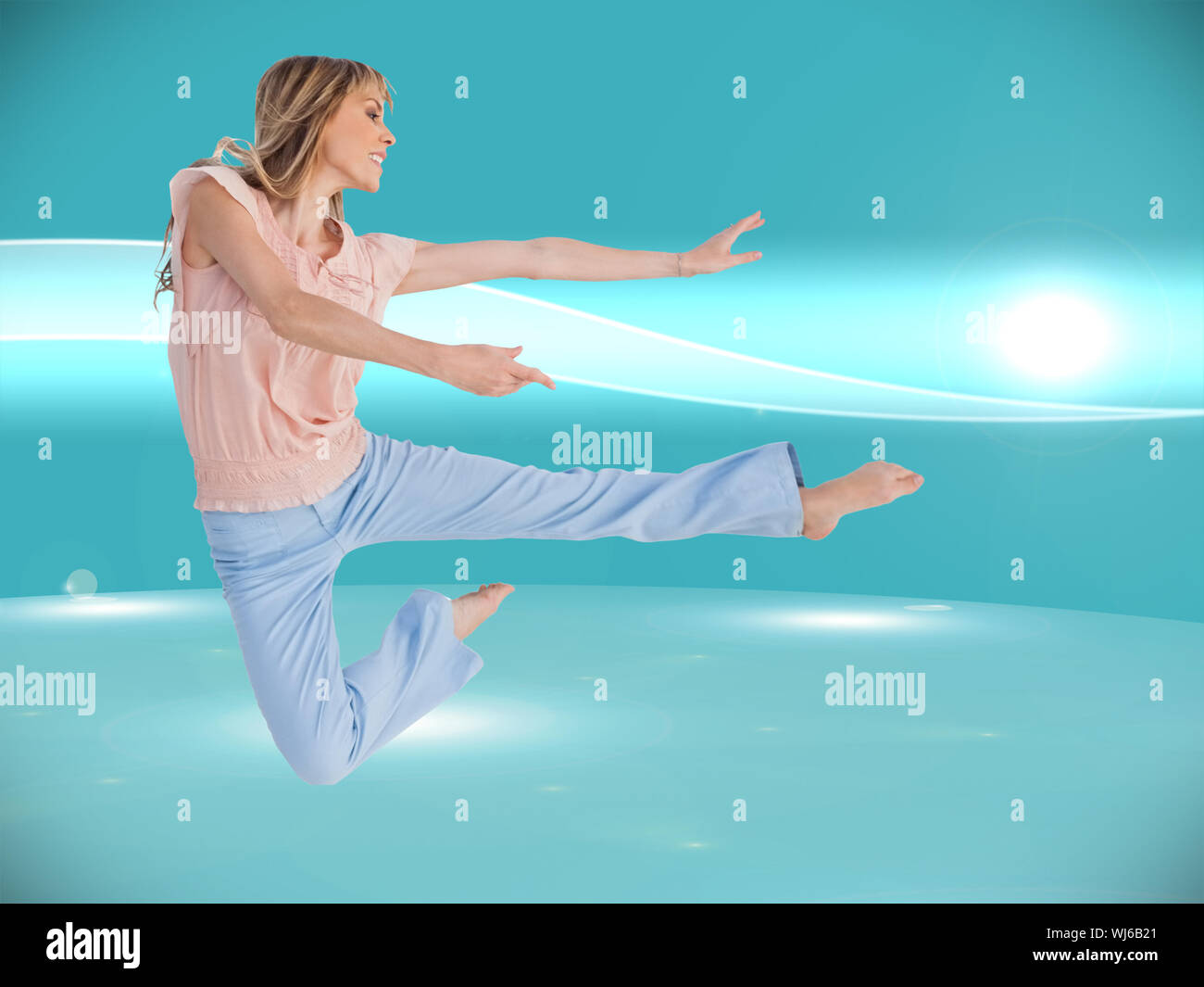 Composite image of woman doing dance pose on white background Stock ...