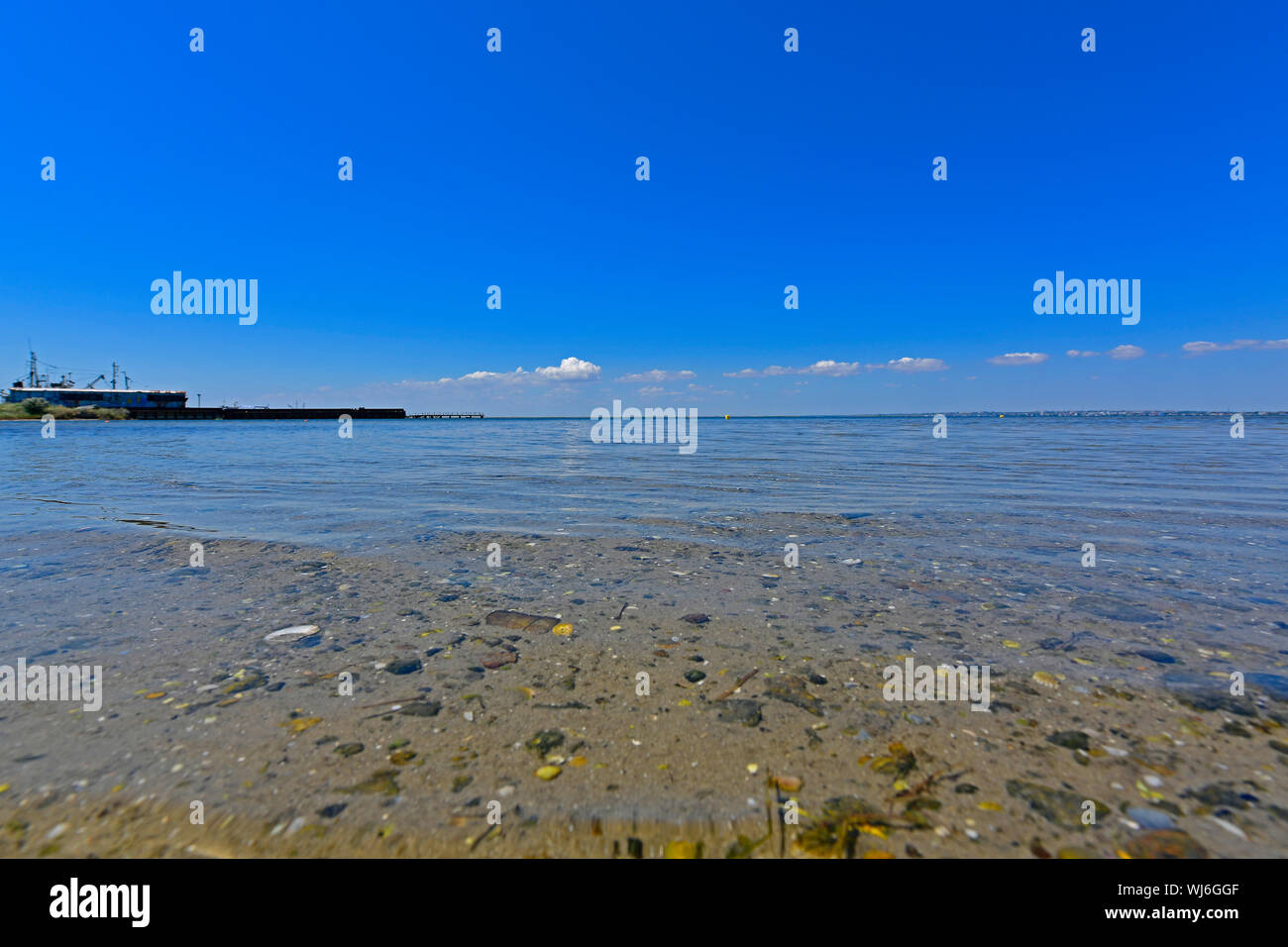 Calm in the sea bay. Berdyansk Spit is located in the north of the Azov ...