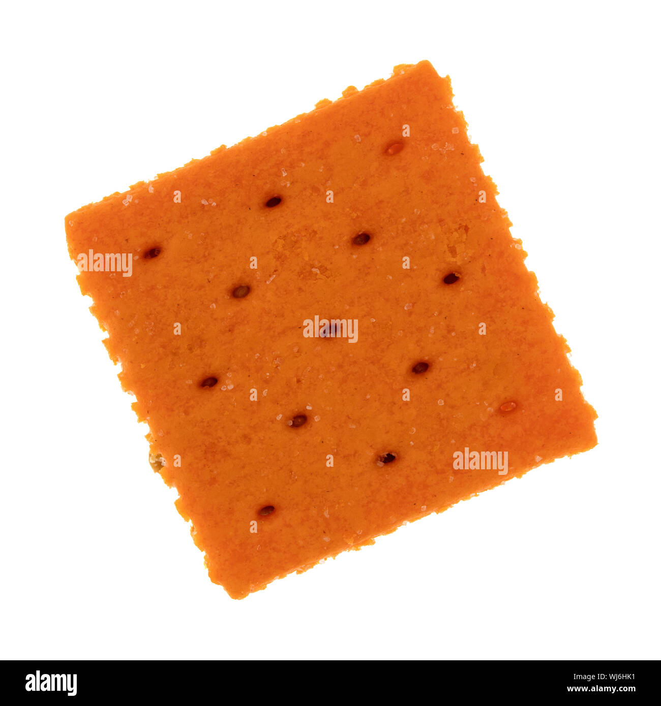 Top view of a cheese flavored peanut butter sandwich cracker isolated ...