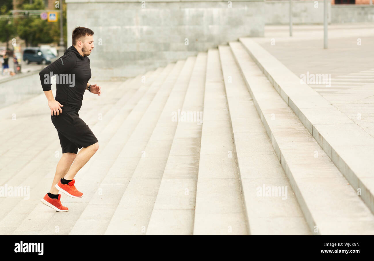 Healthy man running steps hi-res stock photography and images - Alamy