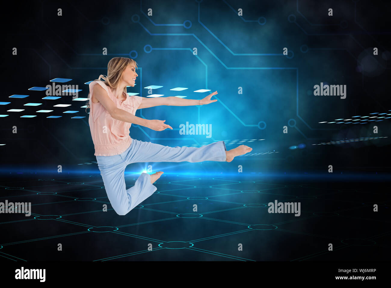 Composite image of woman doing dance pose on white background Stock ...