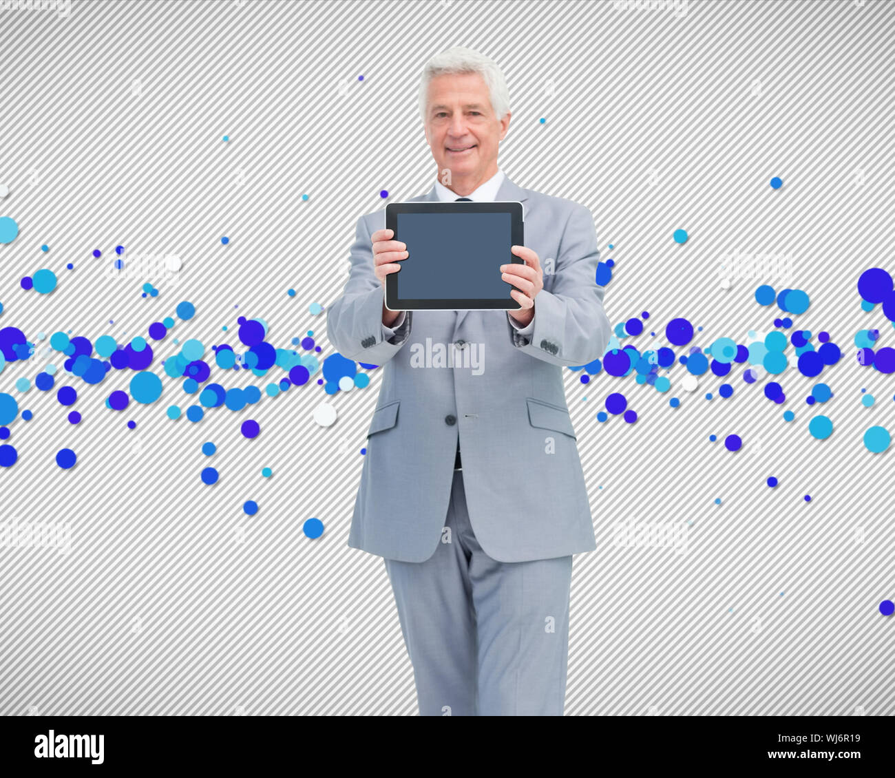 Composite image of boss showing a touch pad screen against a white ...