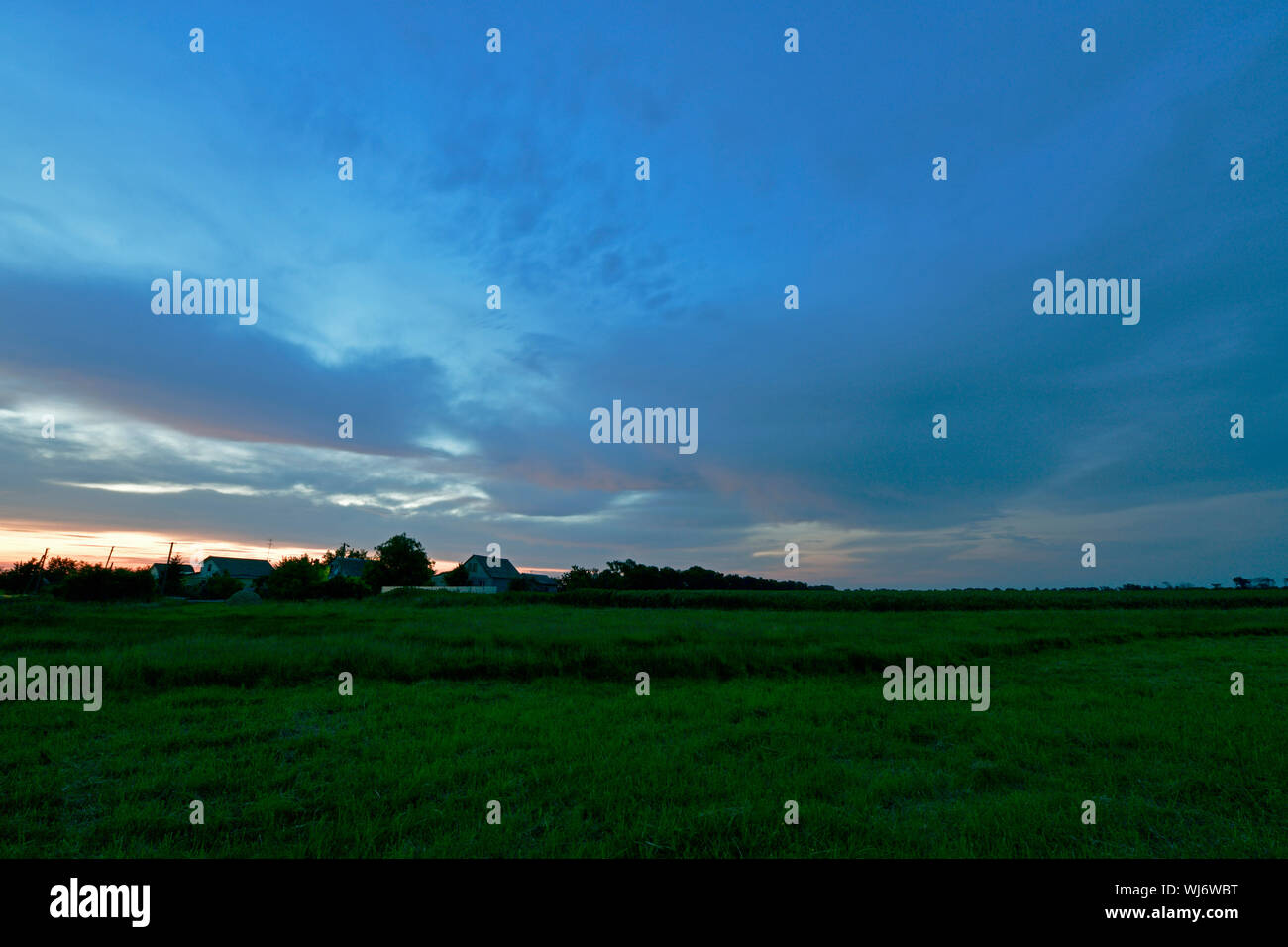 Beautiful sunset in the countryside. Korolevka - the village Stock ...