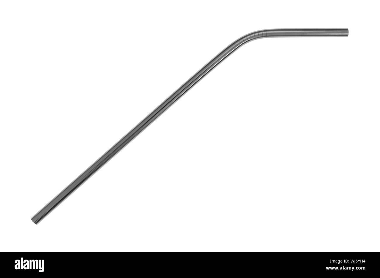 Single stainless steel metal straw with a gentle bend in the neck ...