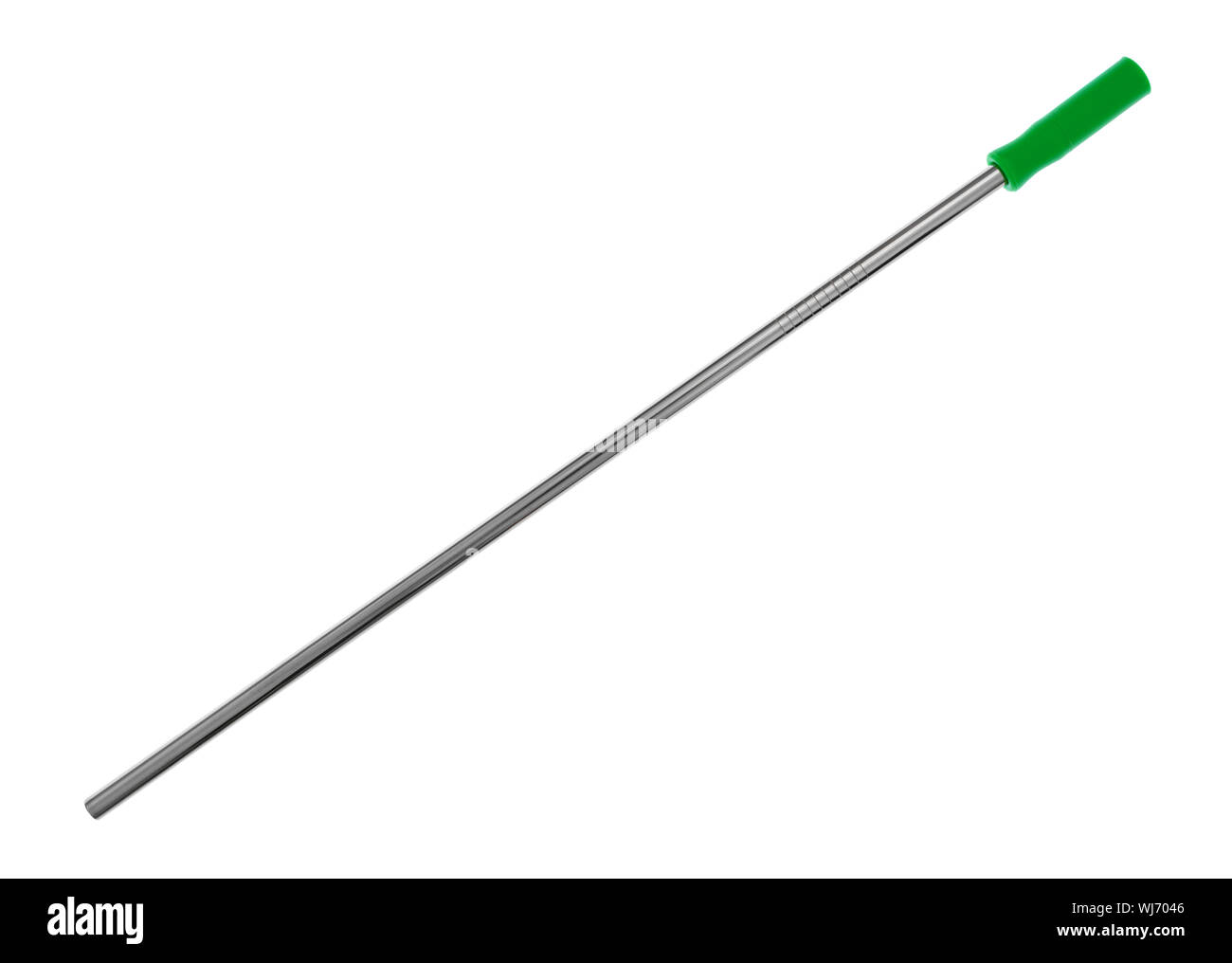 Straight stainless steel bent metal straw with a green silicone straw ...