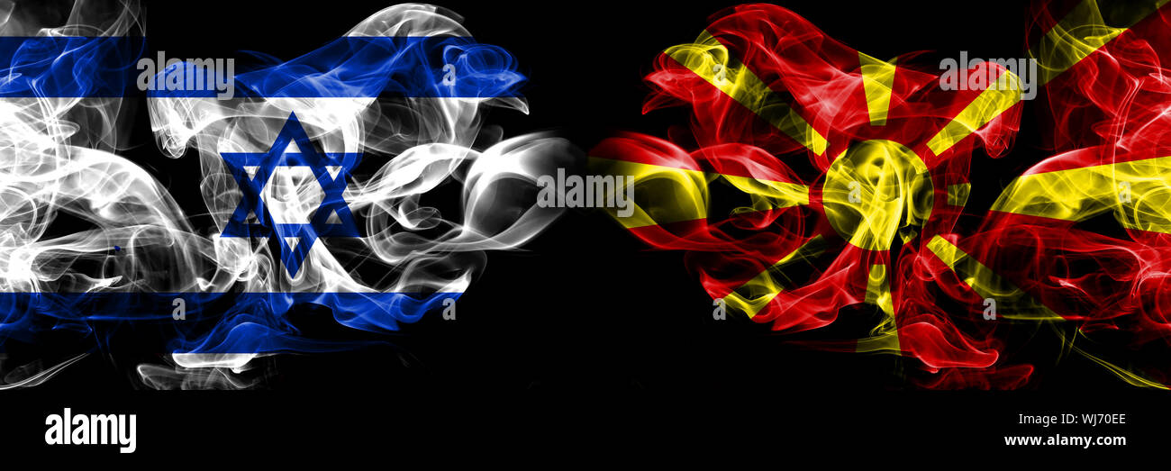 Israel, Israeli, Macedonia, Macedonian competition thick colorful smoky ...