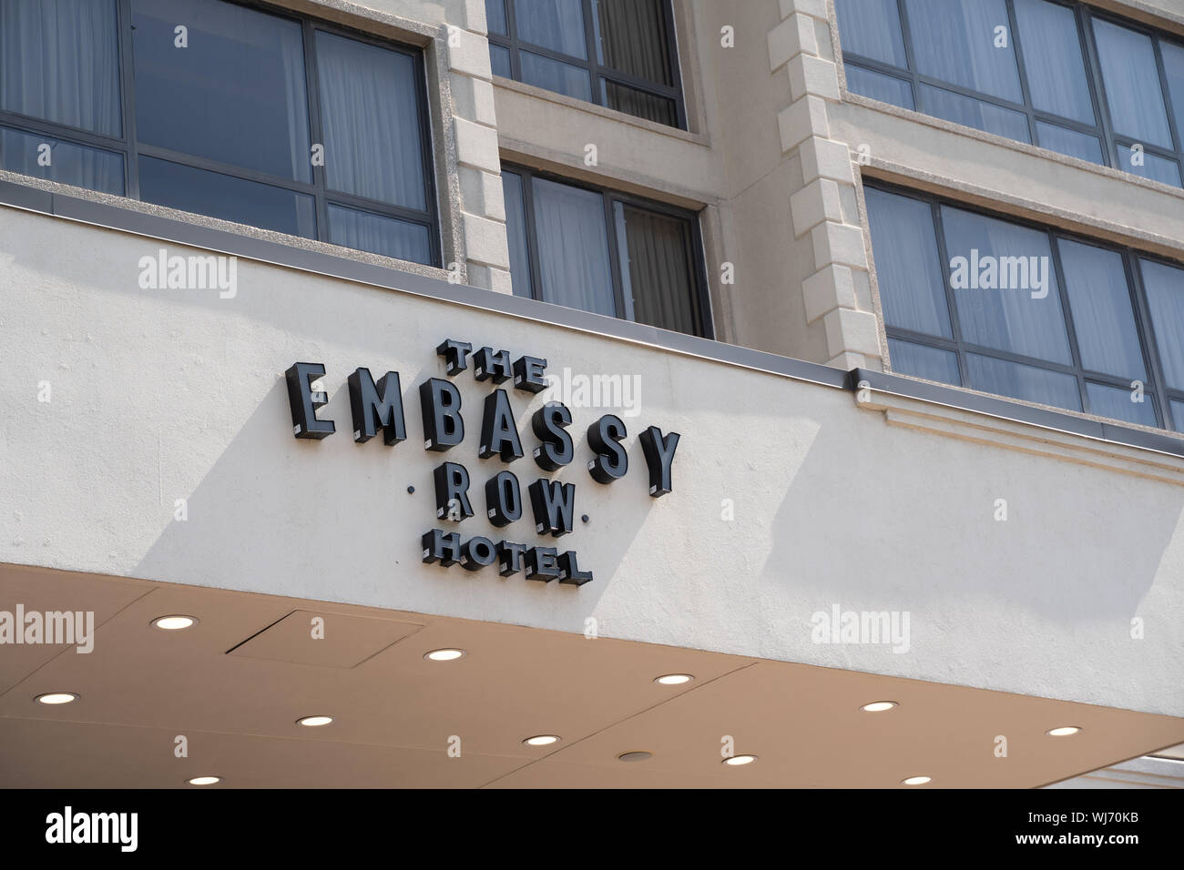 Washington, DC - August 8, 2019: Sign for the Embassy Row Hotel ...