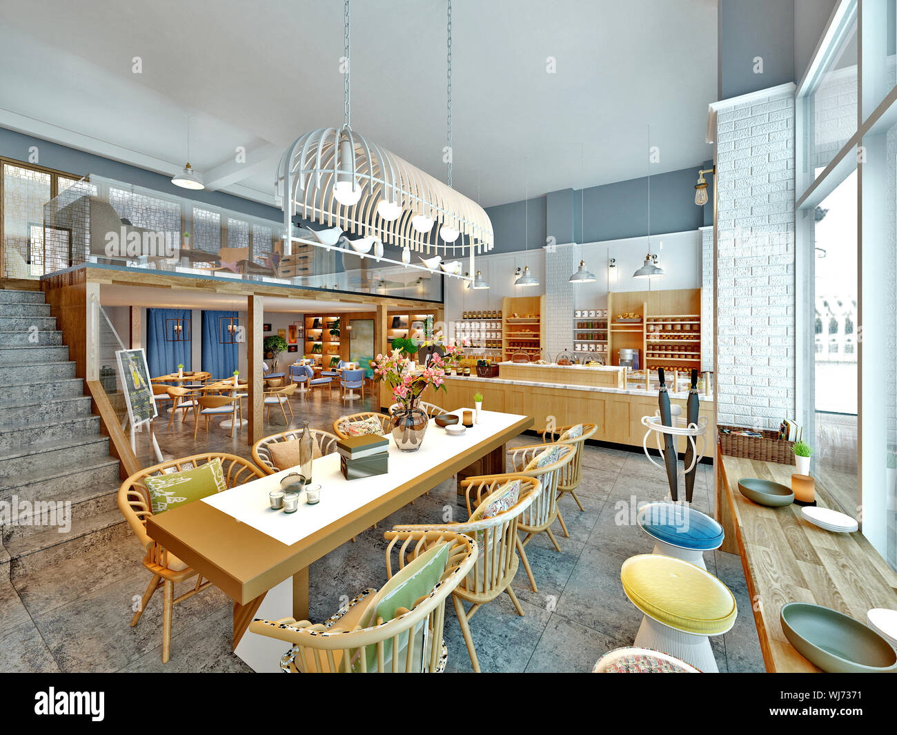 3d render cafe bar interior hi-res stock photography and images - Alamy