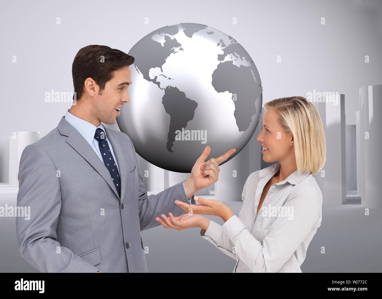 Composite image of business people meet each other Stock Photo - Alamy