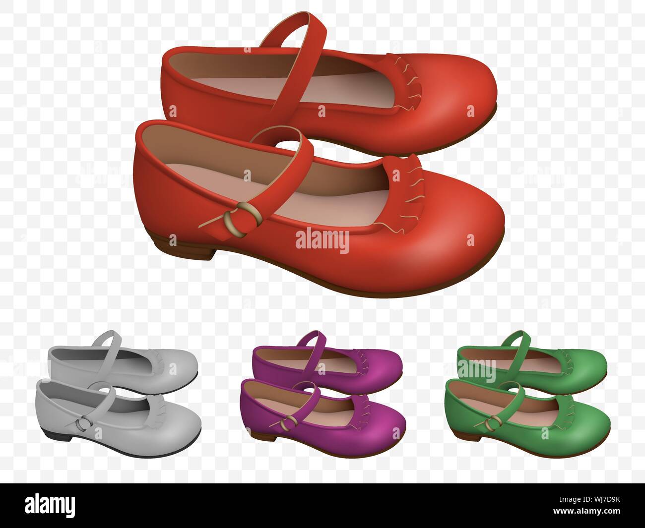 Female multi-color shoes set with transparent background Stock Vector ...