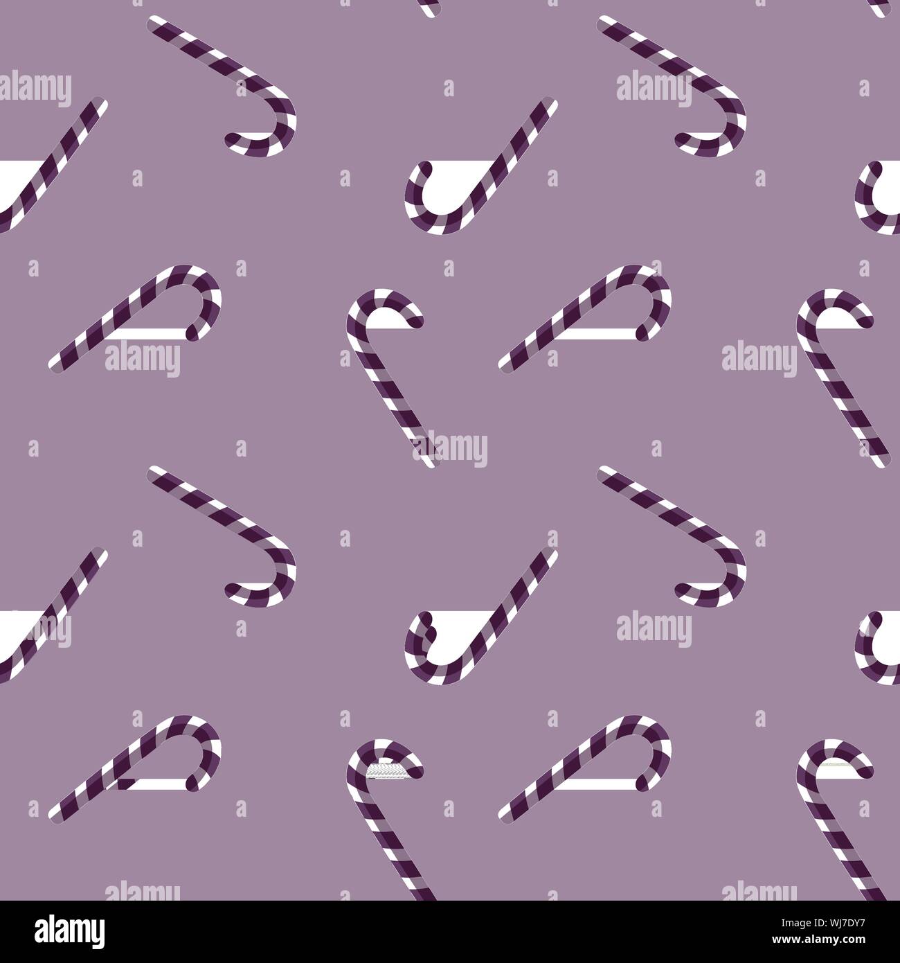 Vector seamless pattern with flat candy cane candy sticks. Christmas or ...