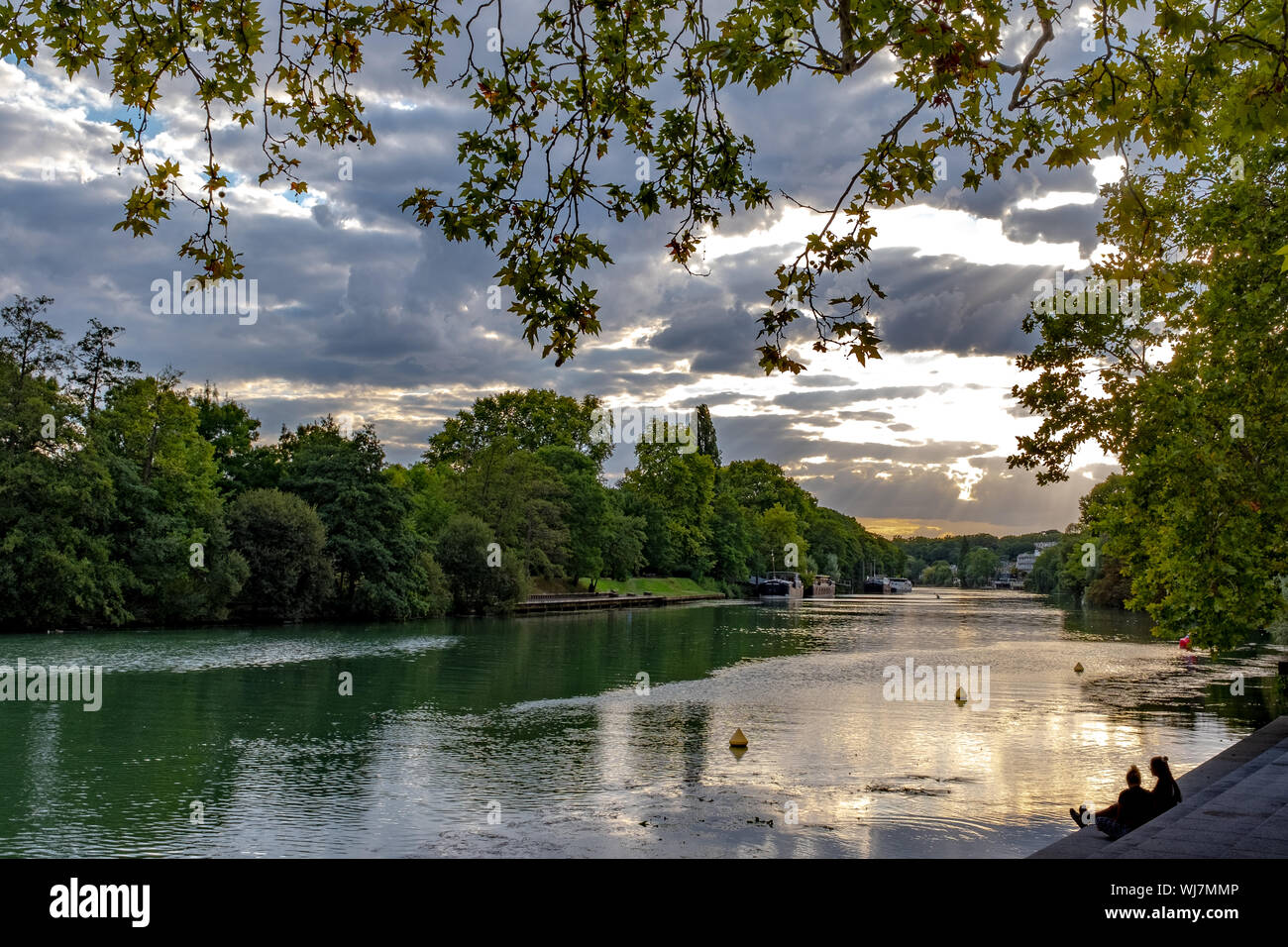 Beautiful end of the afternoon light in a framed view of the Marne's ...