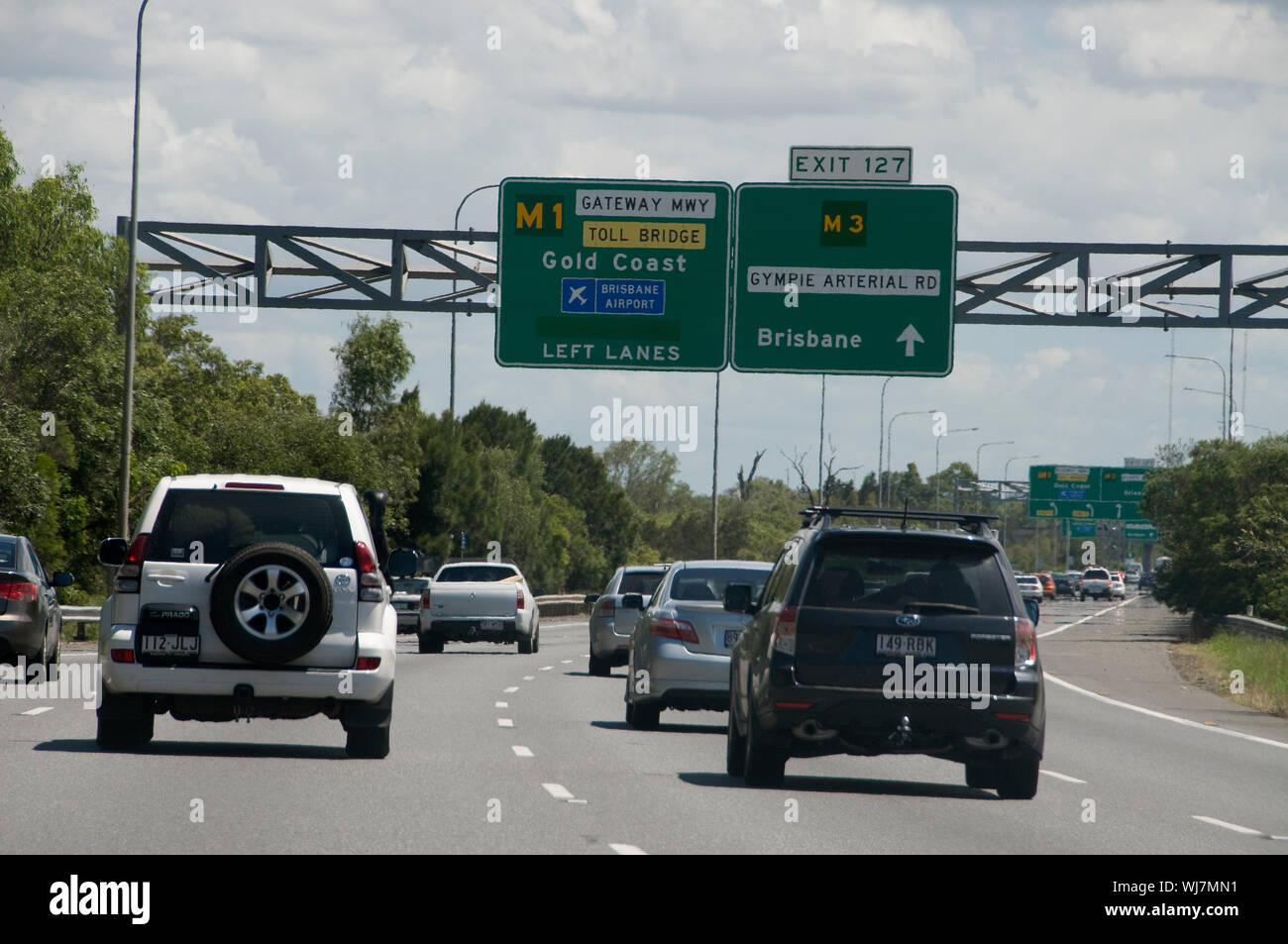 A gantry on the M1 also known as the Bruce Highway in Queensland ...