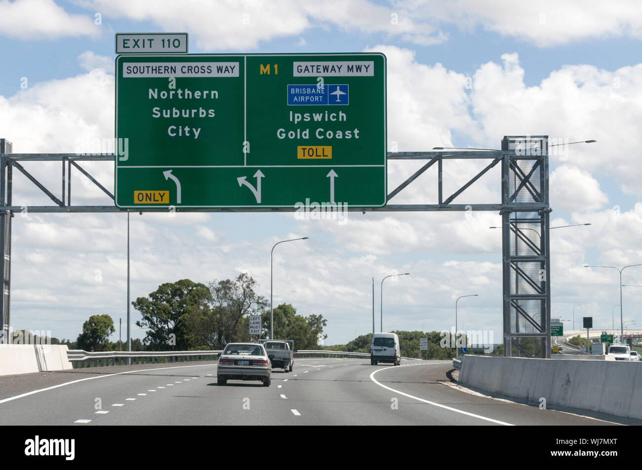 A gantry on the M1 also known as the Bruce Highway in Queensland ...