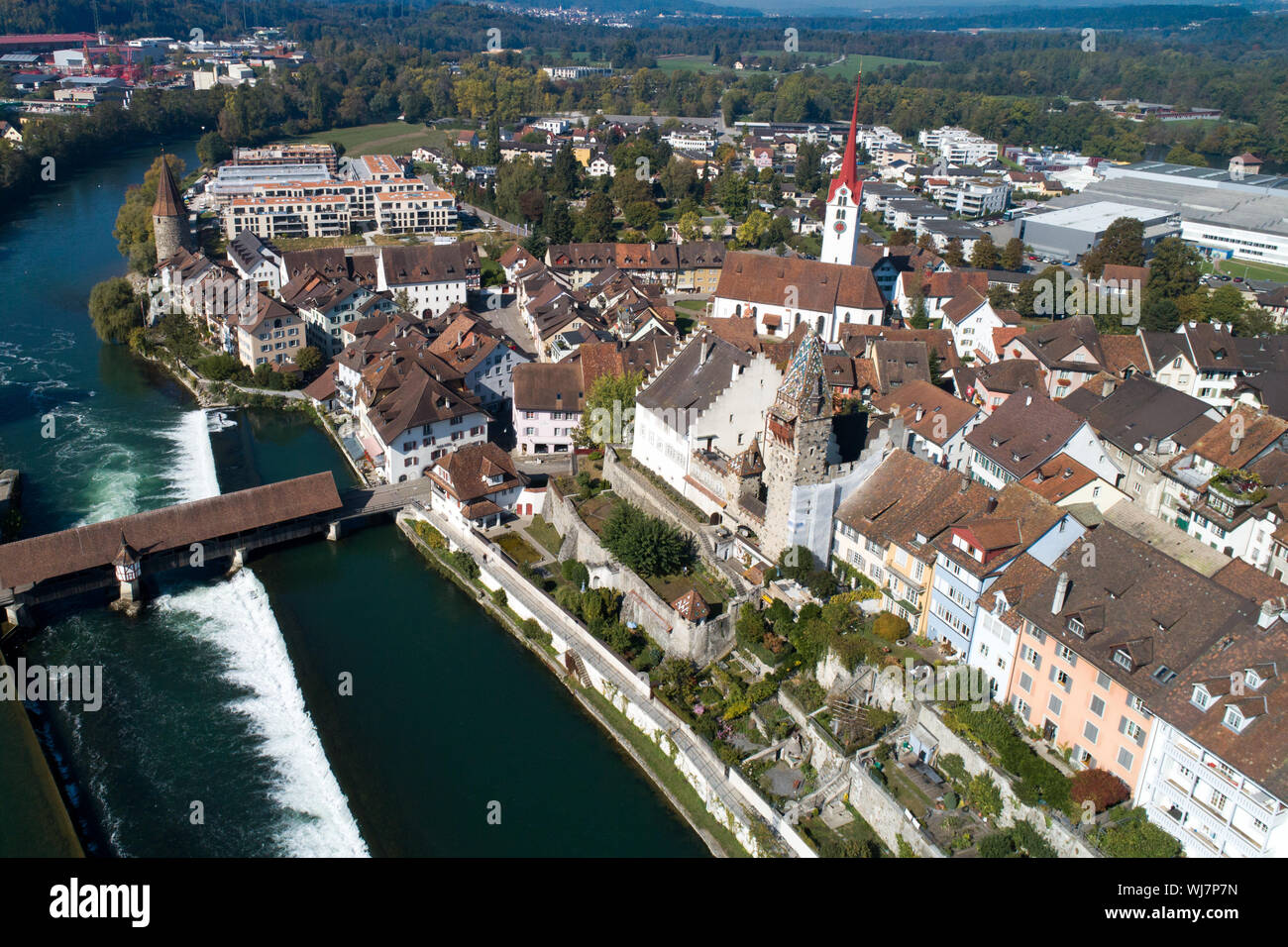 Historic Old Town Bremgarten aerial view Stock Photo - Alamy