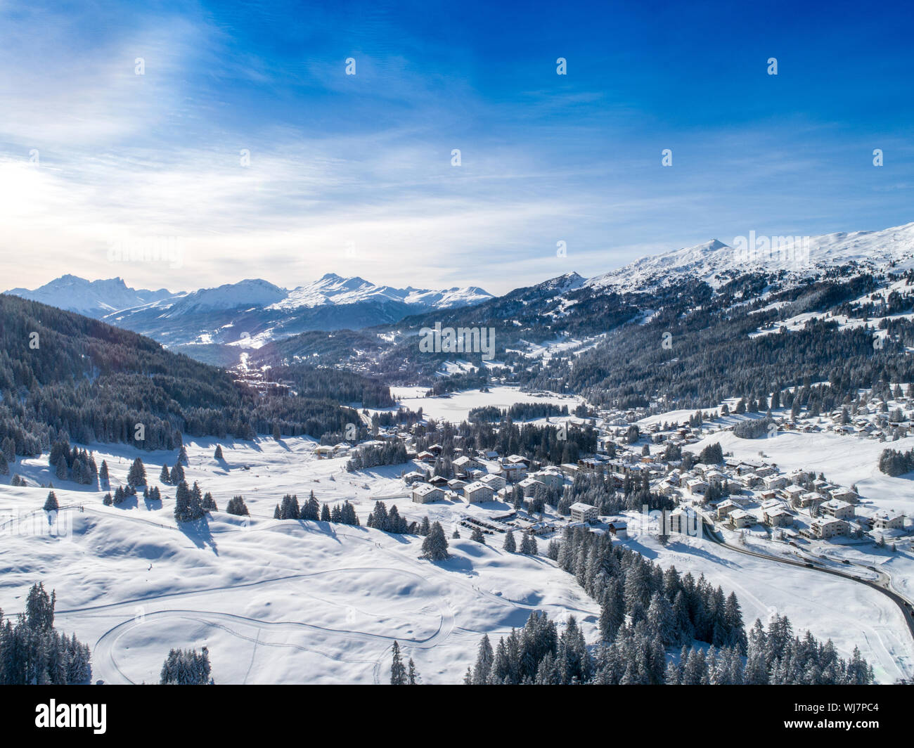 Aerial photo Valbella Grisons Stock Photo - Alamy
