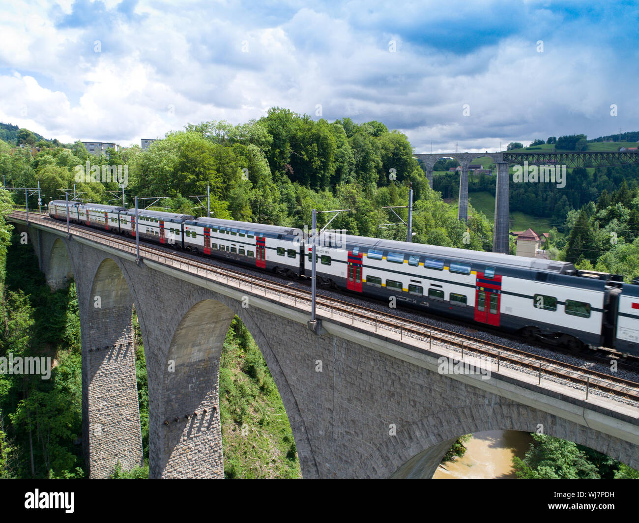 Aerial view of the SBB train Stock Photo - Alamy