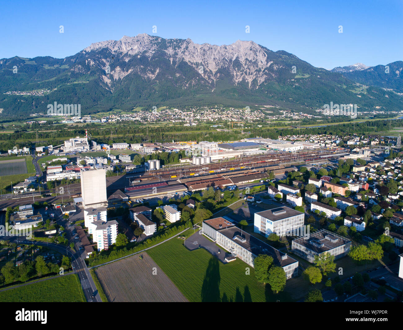 Aerial view of Buchs railway station Stock Photo - Alamy