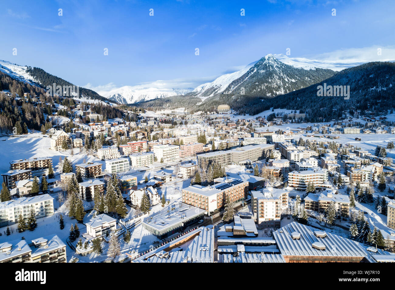 Aerial view Davos GR Winter Stock Photo - Alamy