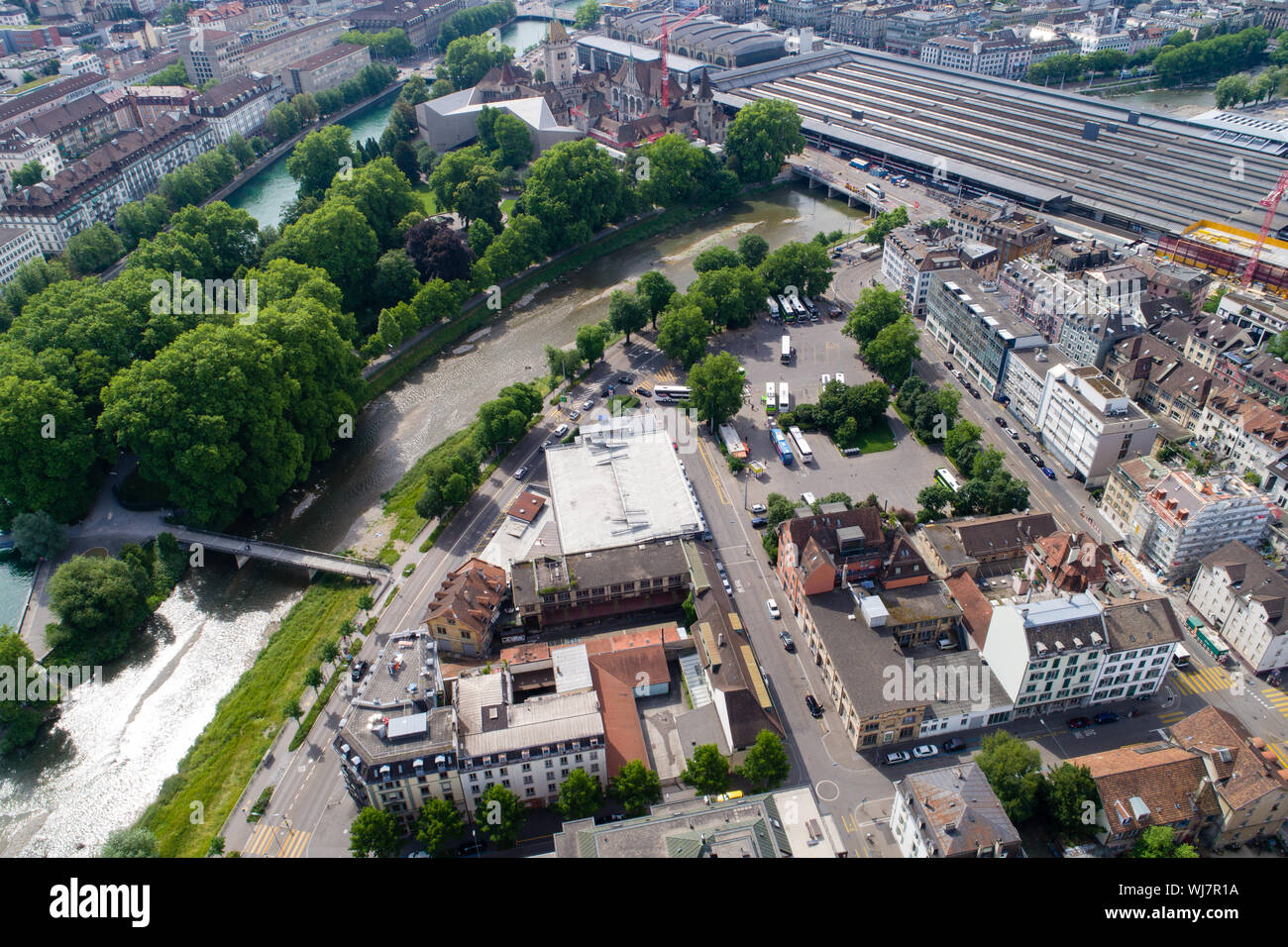 Aerial view Zurich Bus Station Stock Photo - Alamy