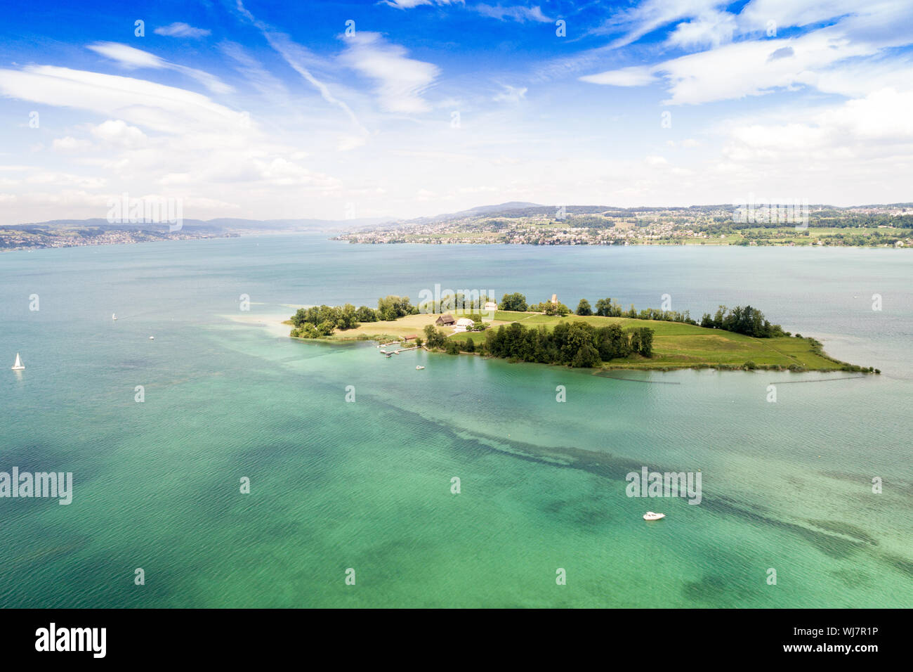 Aerial view of Ufenau island Stock Photo - Alamy