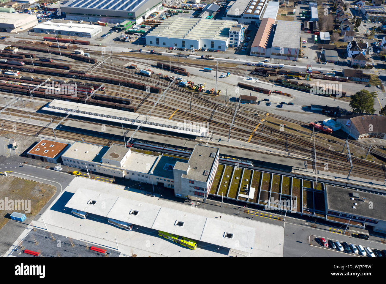Station Buchs SG aerial photo Stock Photo - Alamy