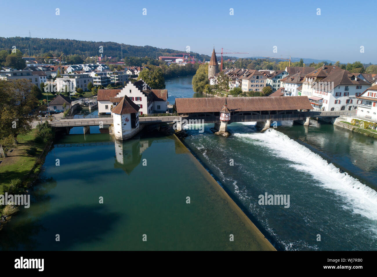 Aerial view Bremgarten Reuss bridge Stock Photo - Alamy