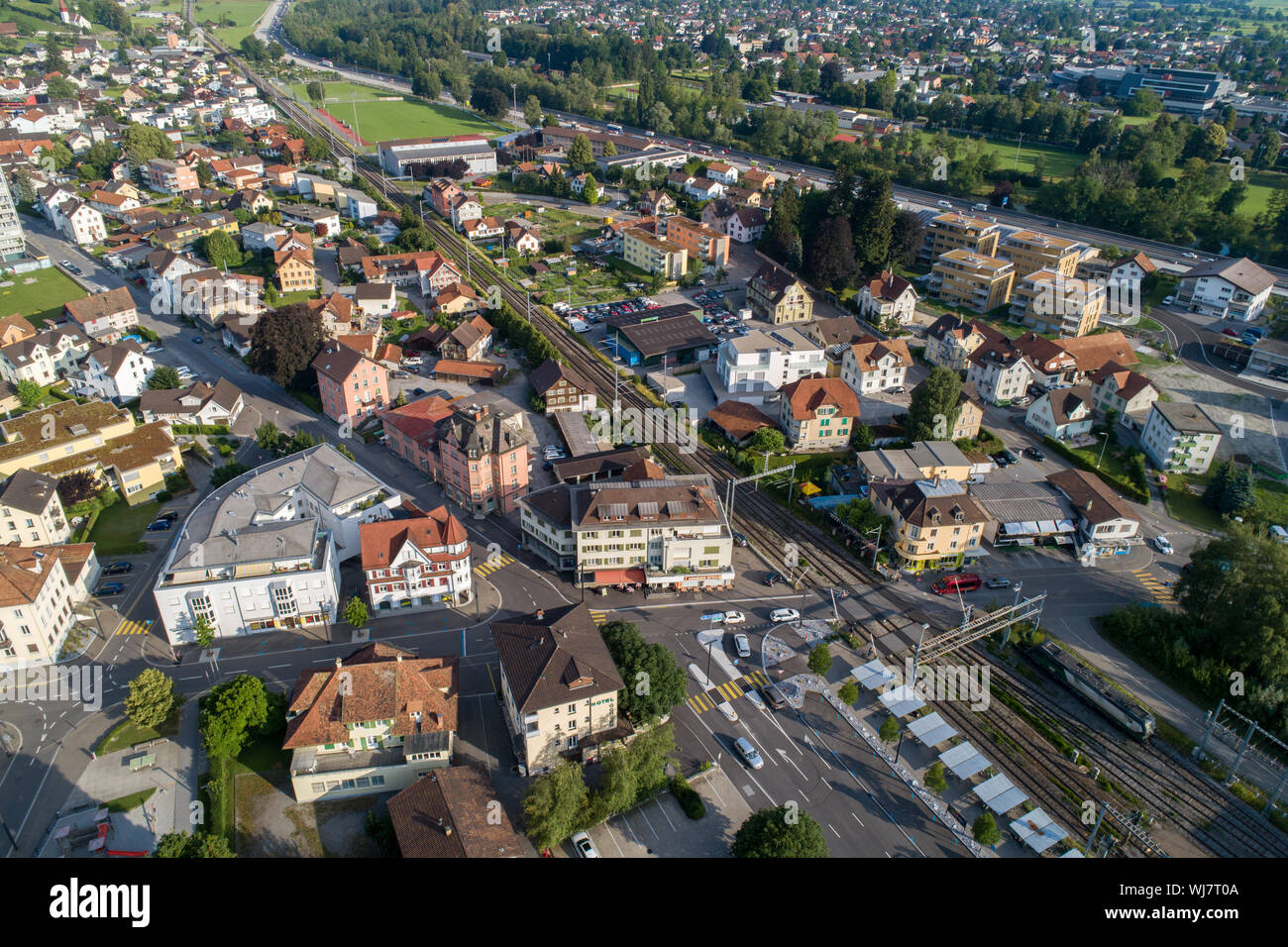 St. Margrethen city center aerial view Stock Photo - Alamy