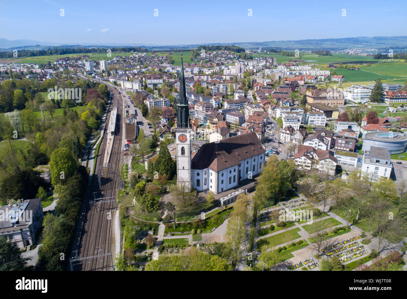 Aerial view of Cham church Stock Photo - Alamy