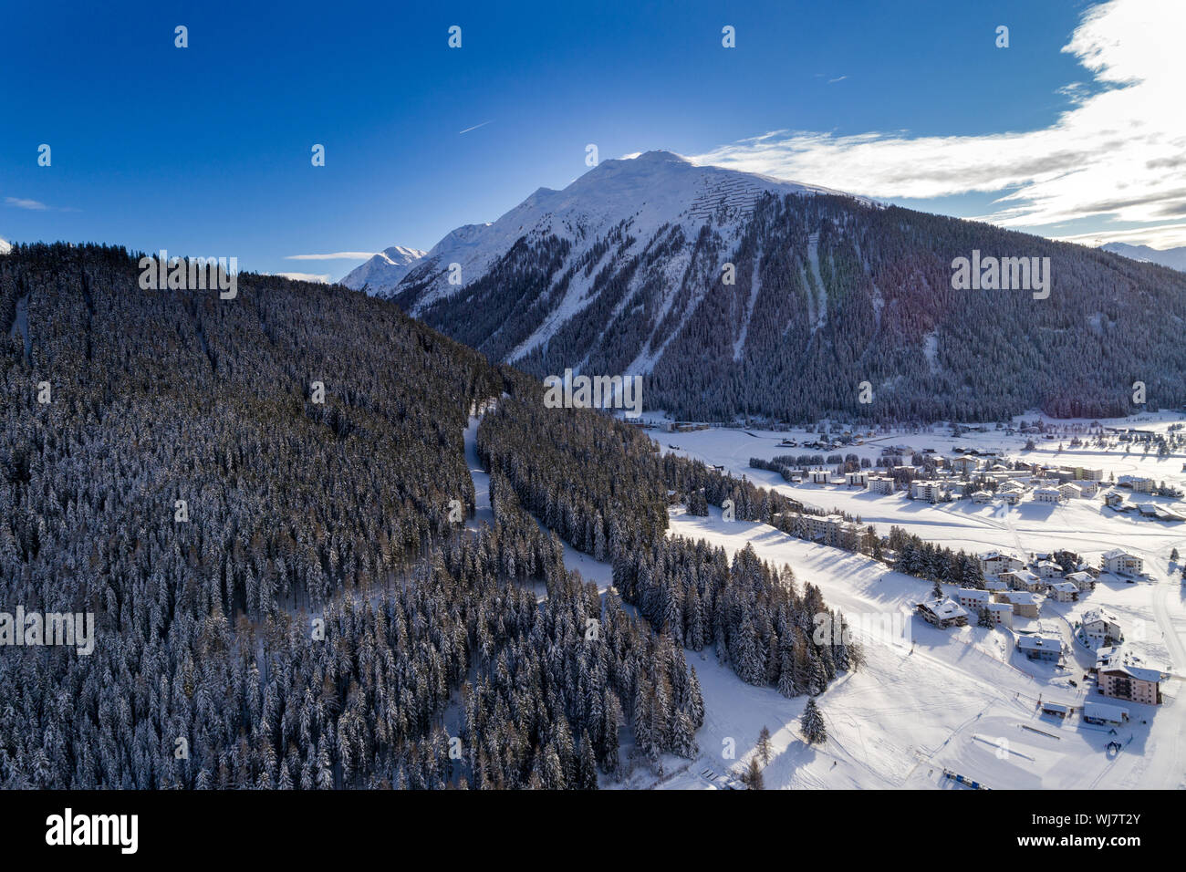Aerial landscape Davos in winter Stock Photo - Alamy