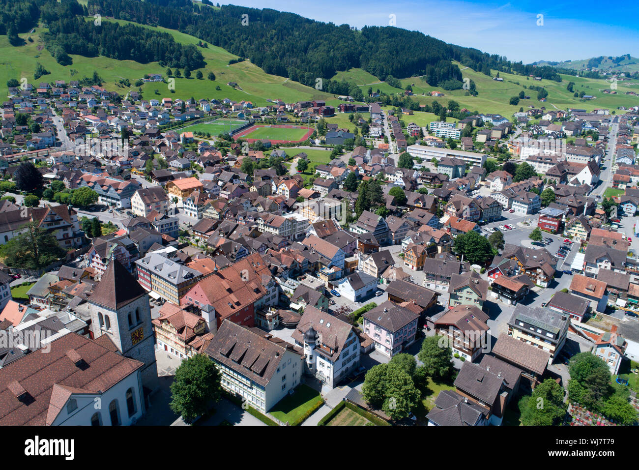 Aerial view Appenzell in summer Stock Photo - Alamy