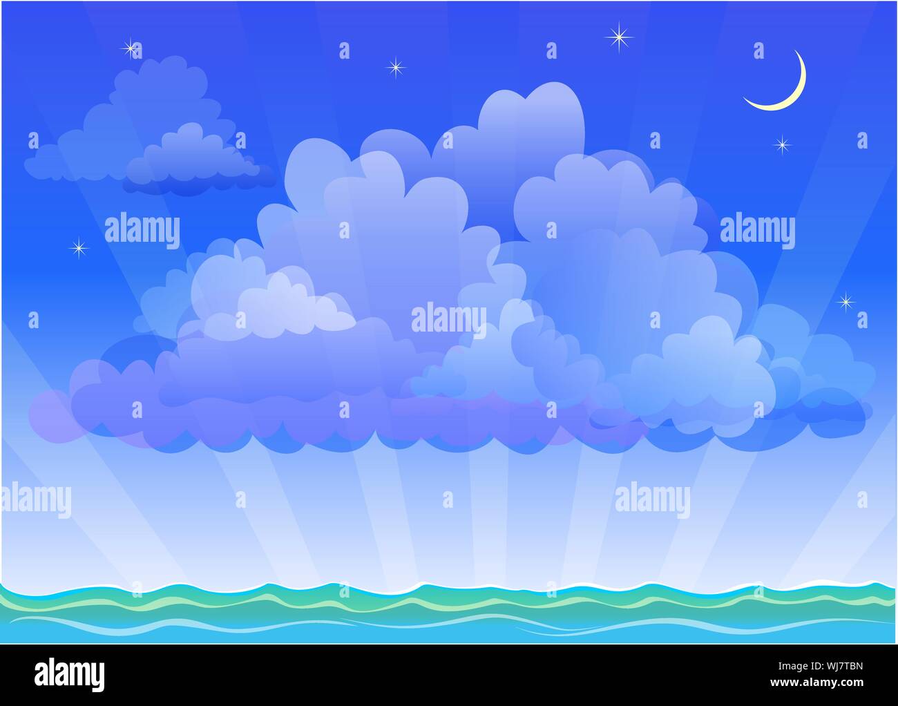 Starry night sky sea Stock Vector Images - Alamy